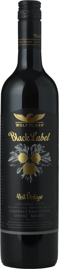 WOLF BLASS WINES Black Label, South Australia 2013 Bottle