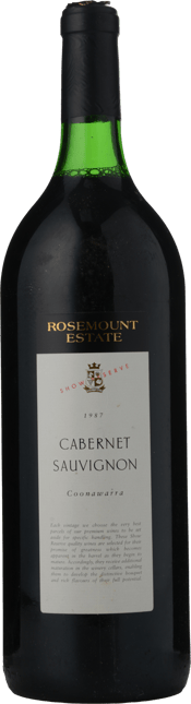 ROSEMOUNT ESTATE Show Reserve Cabernet Sauvignon, Coonawarra 1987 ...