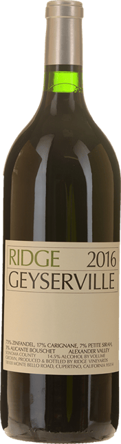 RIDGE VINEYARDS Geyserville Zinfandel blend, Alexander Valley 2016 ...